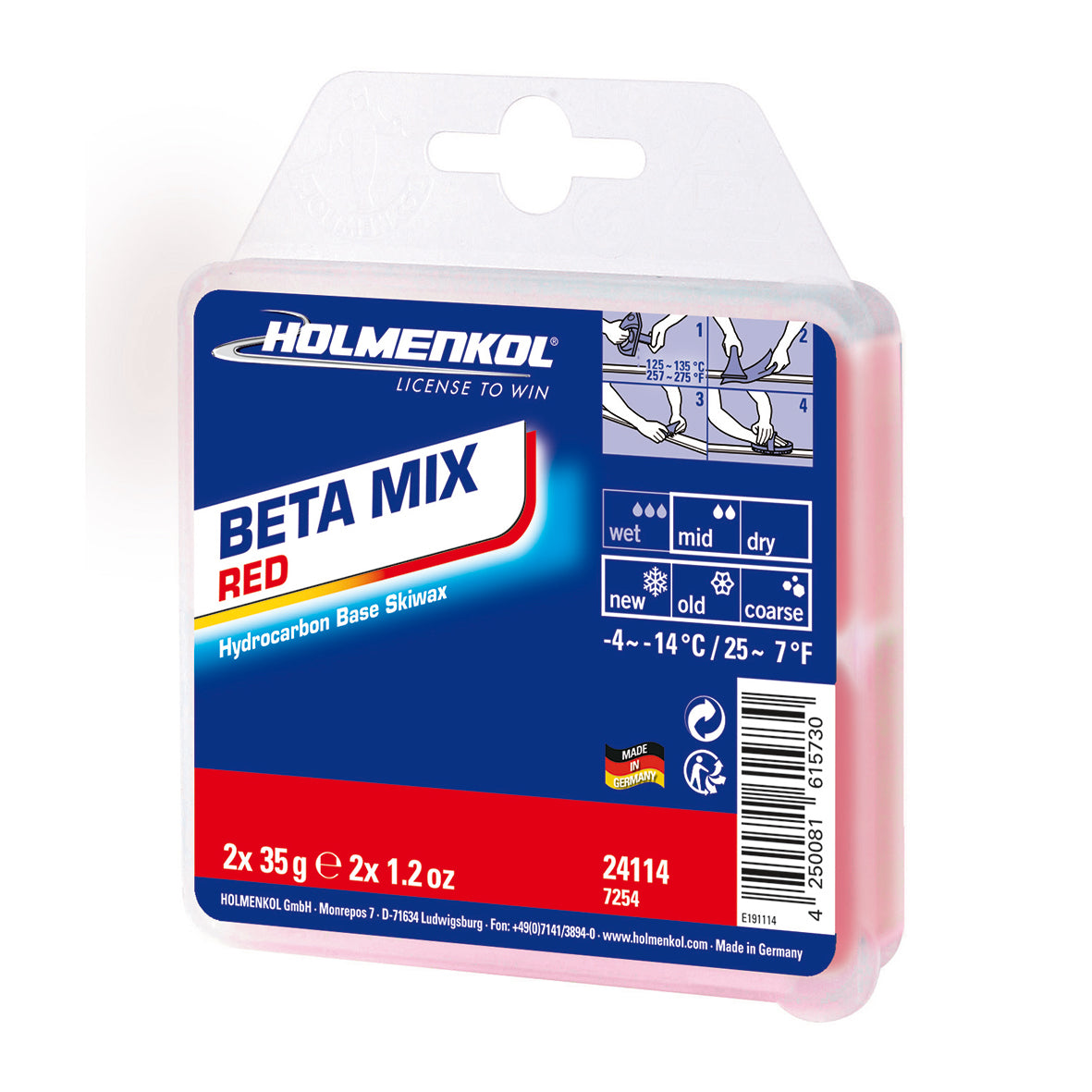 Holmenkol Beta Mix Red 2x35g | Boulder Nordic & Cycle Sport